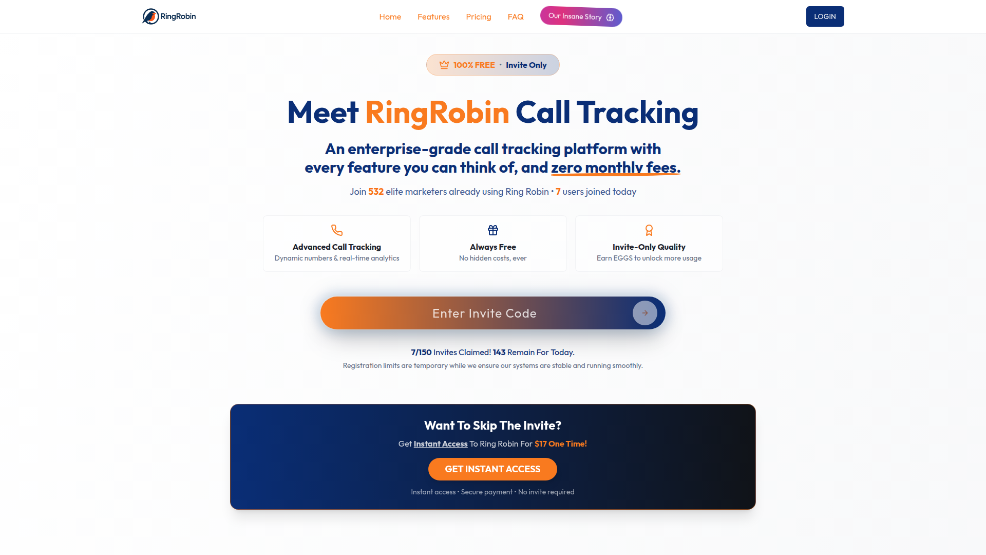 Ring Robin - 100% FREE Call Tracking Platform | Invite-Only Access